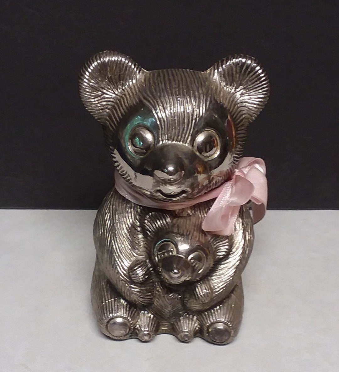 Metal Teddy Bear Cub Coin Piggy Bank Diecast Figurine - Etsy