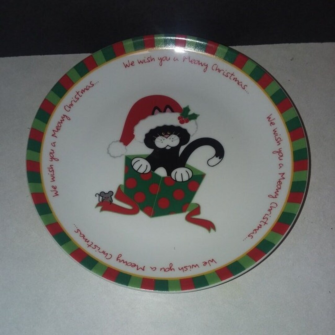 We Wish You a Meowy Christmas Cat & Mouse Presents Snack Cookie Plate ...