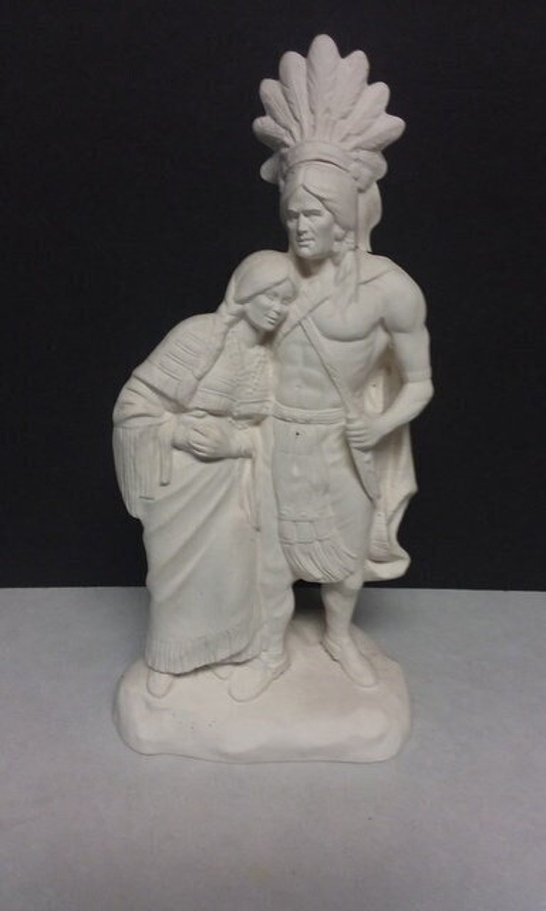 Ceramic Bisque Native American Chief and Squaw Figurine - Etsy