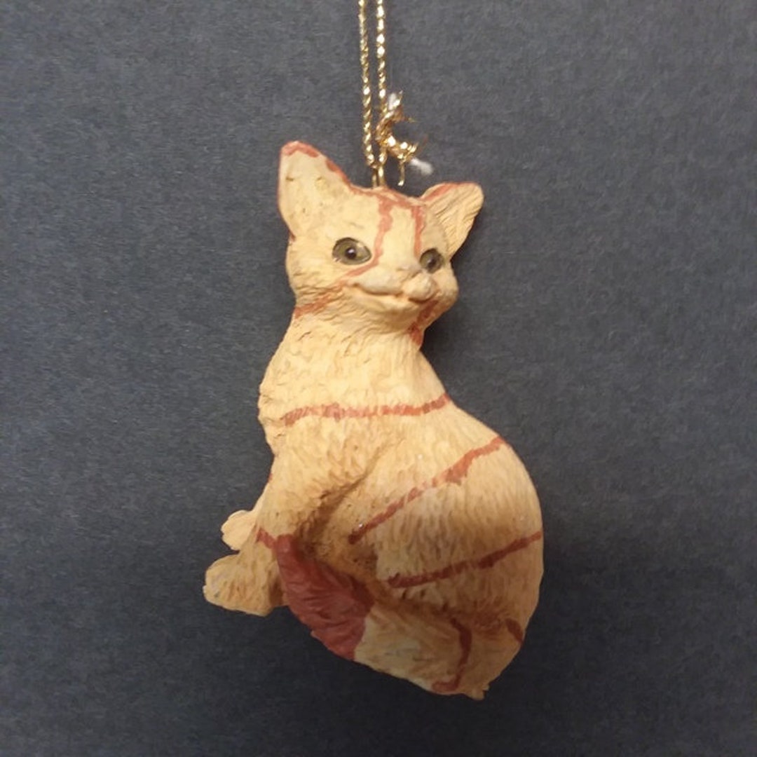 Yellow Kitty Cat Christmas Tree Ornament Resin Feline Figurine - Etsy