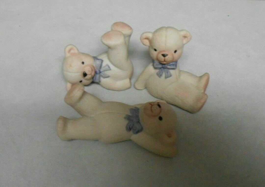 Playful Tumbling Teddy Bear Porcelain Figurines - Etsy