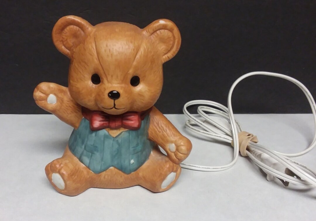 Teddy Bear Electric Night Light Porcelain Figurine Lighting - Etsy