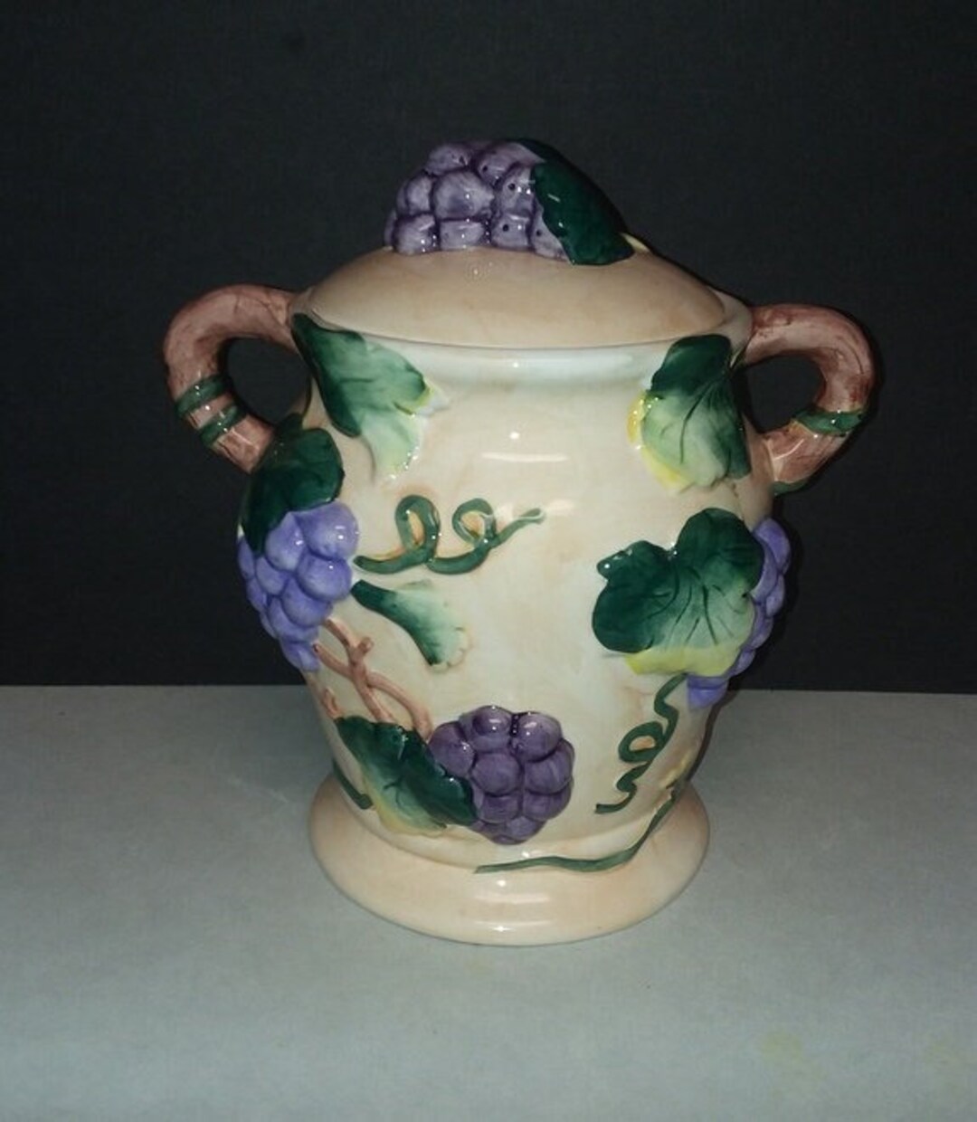 Ceramic Grape Theme Cookie Jar Kitchen Canister 1997 CBK Limited - Etsy