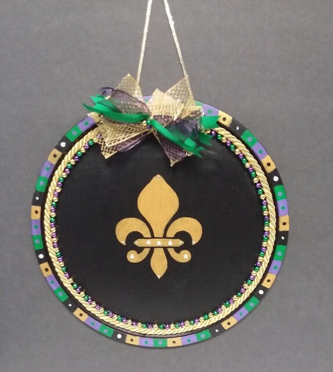 Hand Crafted Mardi Gra Fleur De Le Themed Pizza Pan Wall/door - Etsy