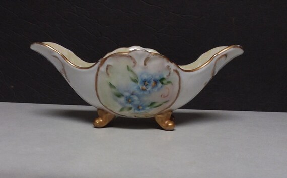 Victorian Floral Porcelain Dresser Trinket Dish - Gem