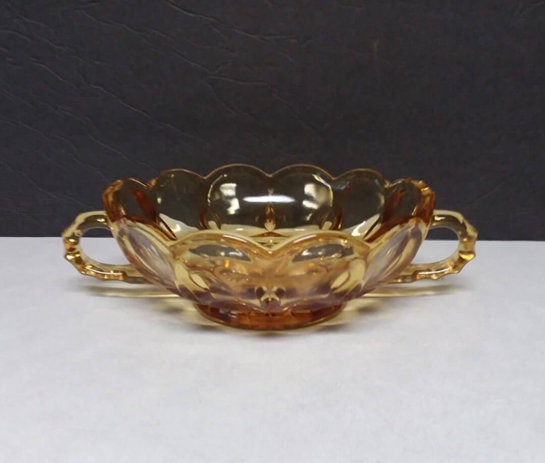 Double Finger Loop Handle Amber Glass Candy Dish - Etsy