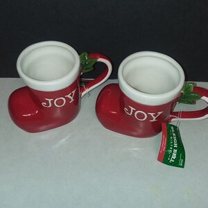 Sleigh Bell Bistro Santa Boot Mugs Set of 2 - Etsy