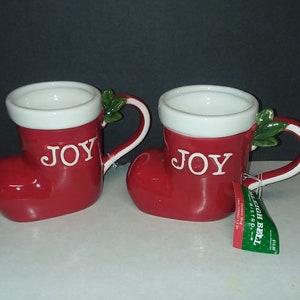 Sleigh Bell Bistro Santa Boot Mugs Set of 2 - Etsy