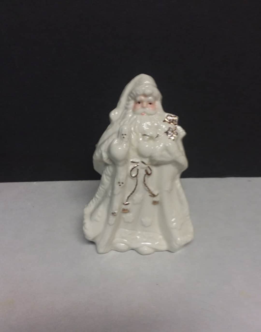 White Porcelain Santa Claus Figurine 24k Gold Trim - Etsy
