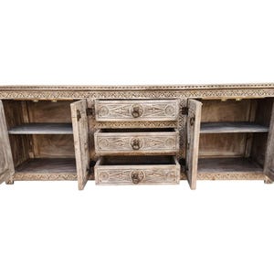 One of a Kind 80" Long African Tv Cabinet Handmade Moroccan Carved ...