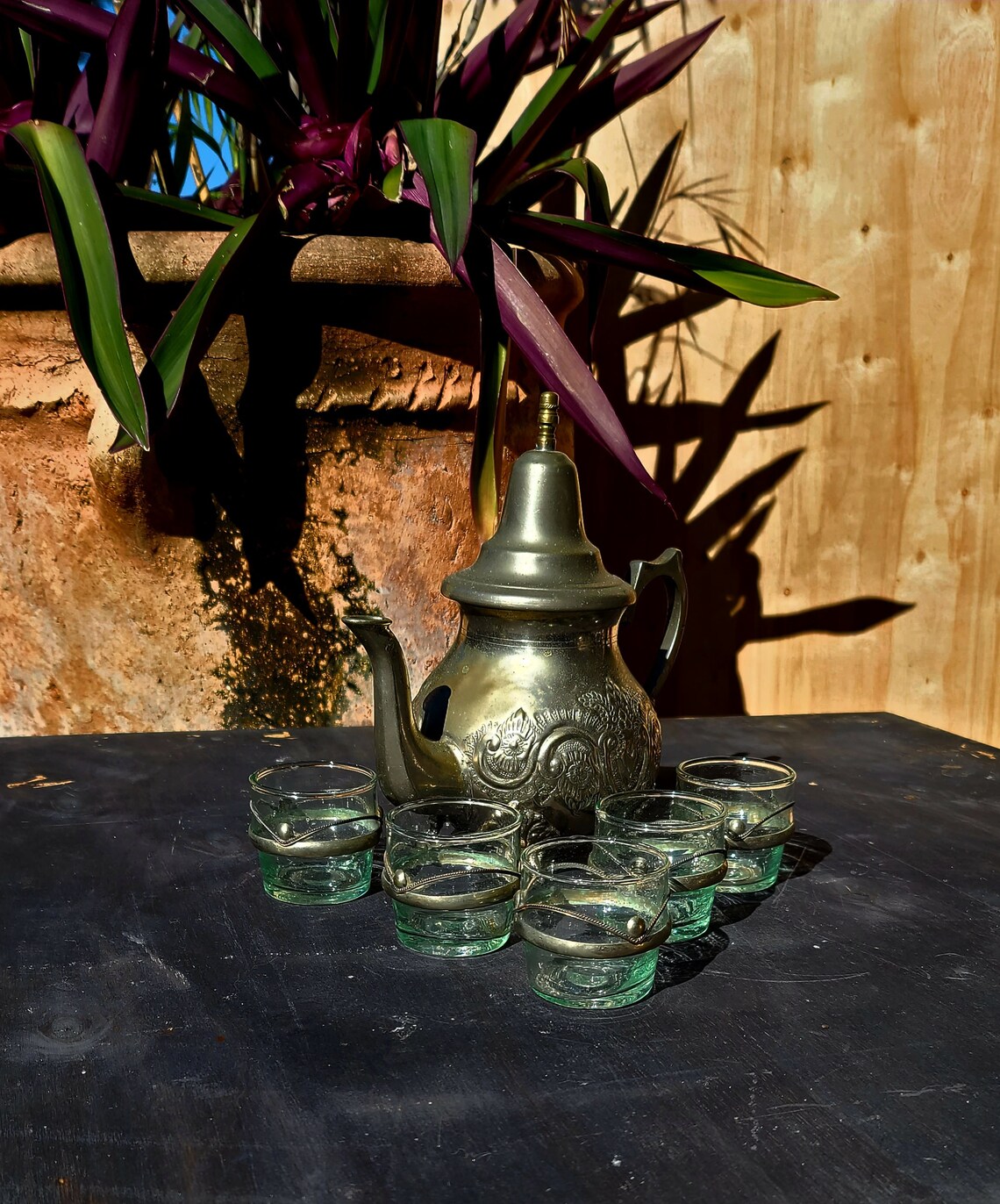 Vintage Moroccan Tea Pot With Unique Tea Glasses - Etsy