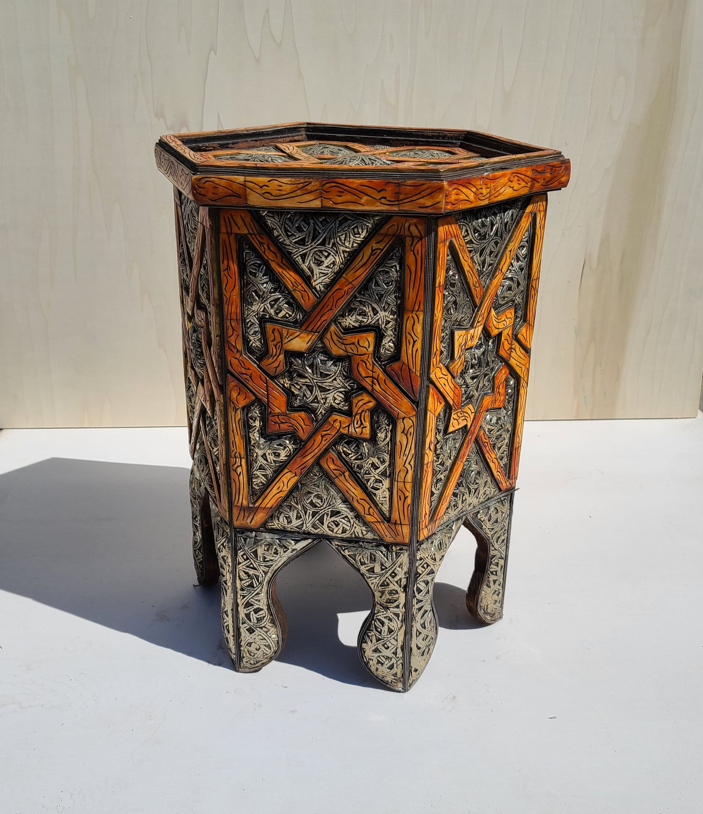 Moroccan Vintage Orange Bone Metal Table - Etsy