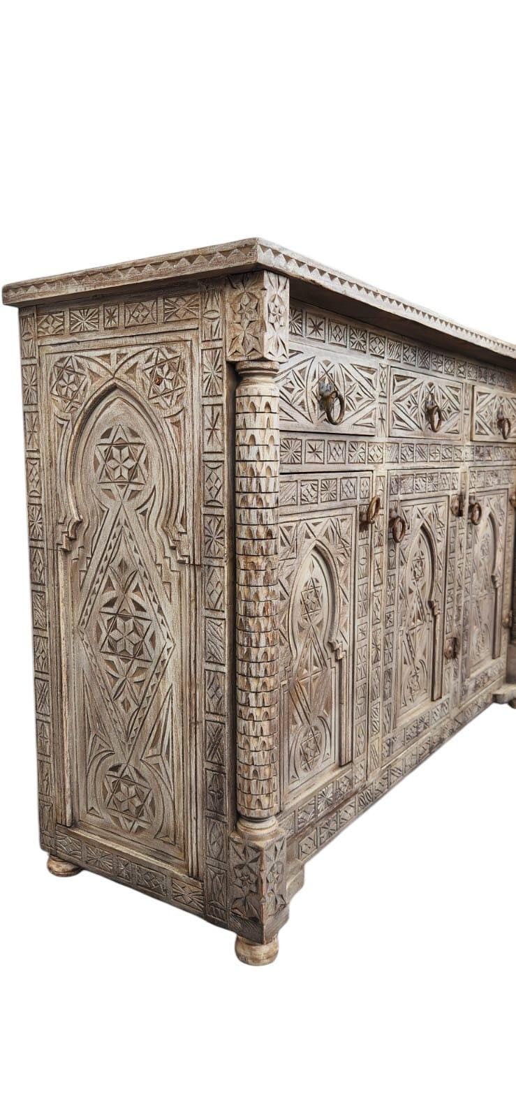 African Cabinet | Handmade Moroccan Carved Dresser | Moorish Buffet - Etsy