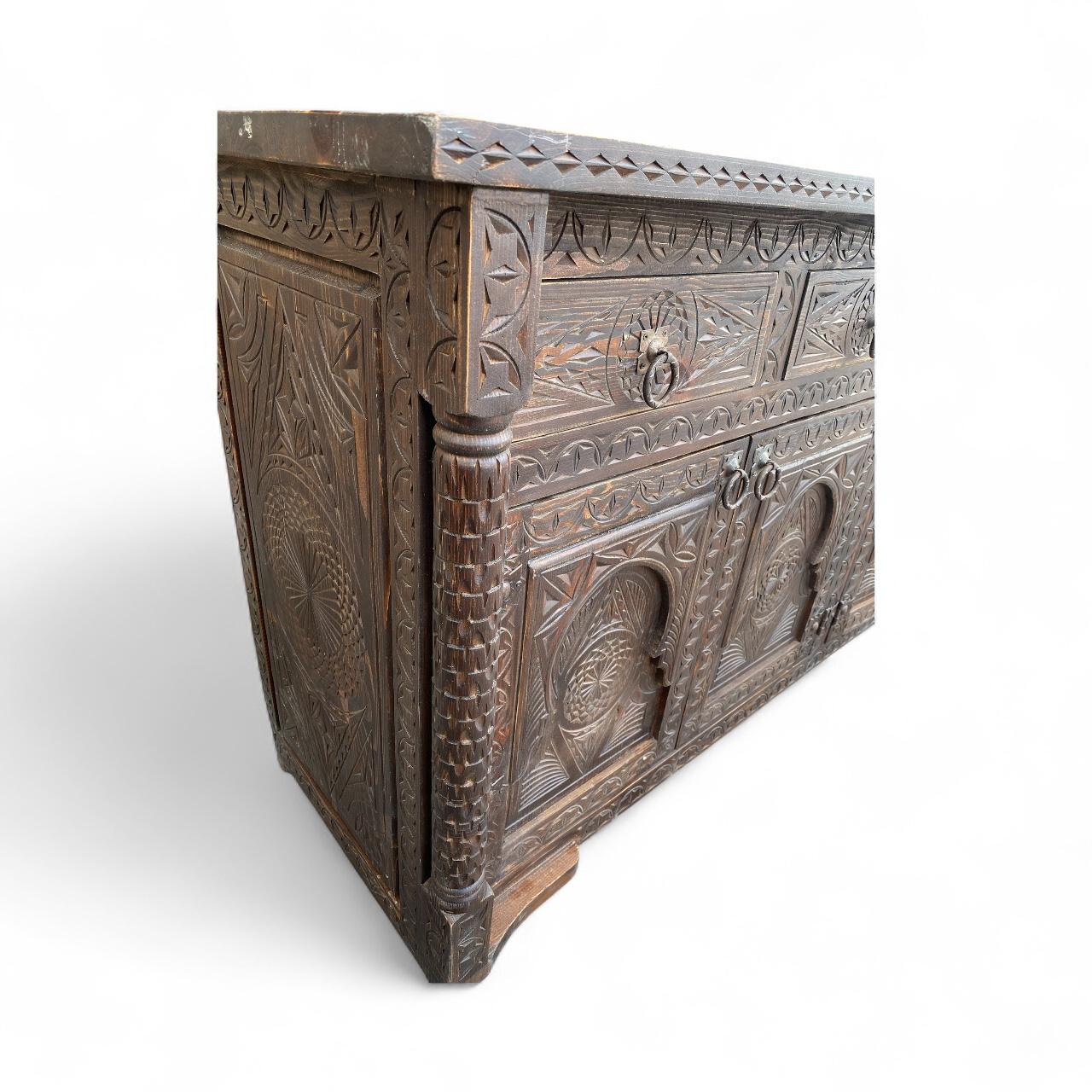 African Tv Cabinet Handmade Moroccan Carved Moorish Wooden Buffet - Etsy