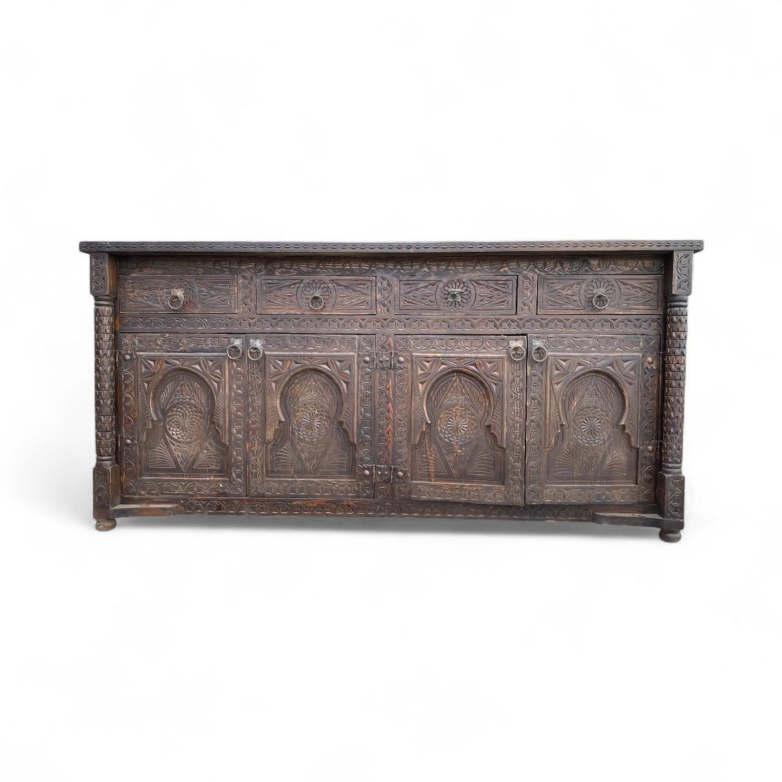African Tv Cabinet Handmade Moroccan Carved Moorish Wooden Buffet - Etsy