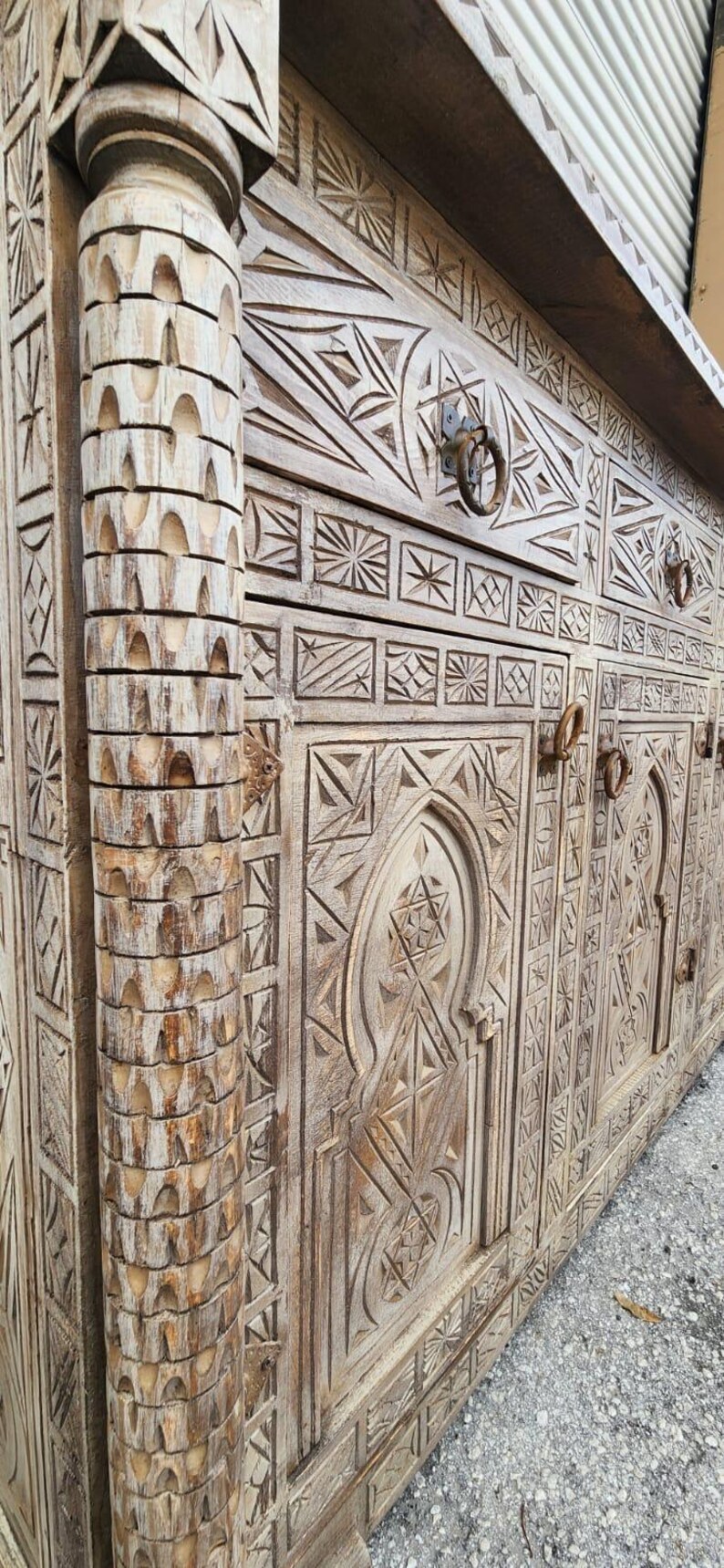 African Cabinet | Handmade Moroccan Carved Dresser | Moorish Buffet - Etsy