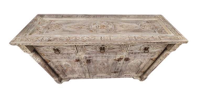 African Cabinet | Handmade Moroccan Carved Dresser | Moorish Buffet - Etsy