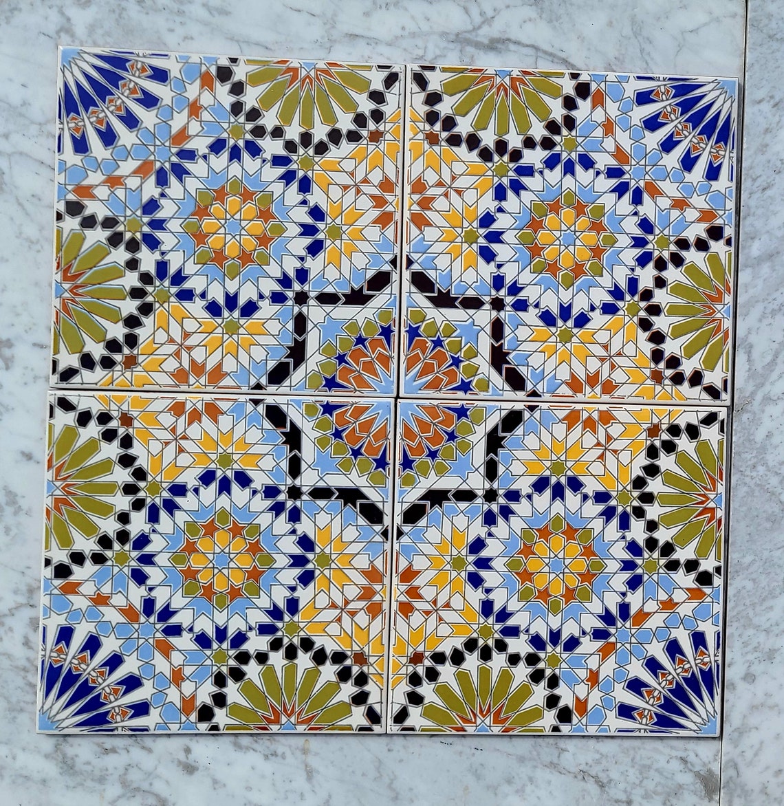 Alhambra Ceramic Tile, Moroccan Kitchen Tile, Bathroom Wall Tile, Spanish Geometric Granada ...