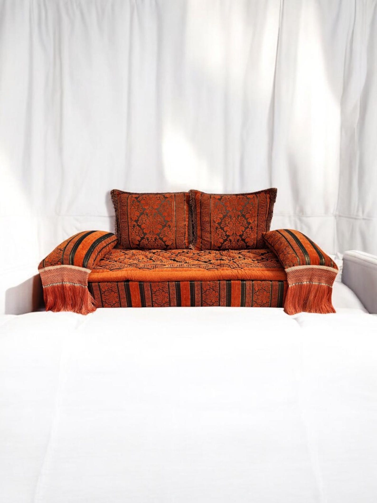 Orange Moroccan Seating Sofa, Middle Eastern Sofa, Moorish Sofa, Arabic ...