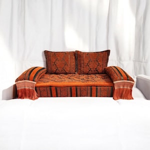 Orange Moroccan Seating Sofa, Middle Eastern Sofa, Moorish Sofa, Arabic ...