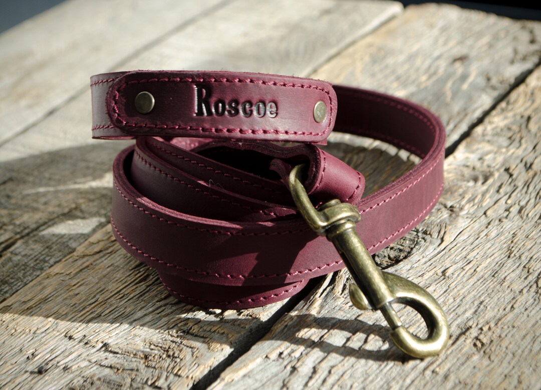 Personalized Leather Dog Leash, Custom Engraved Pet Lead - Etsy