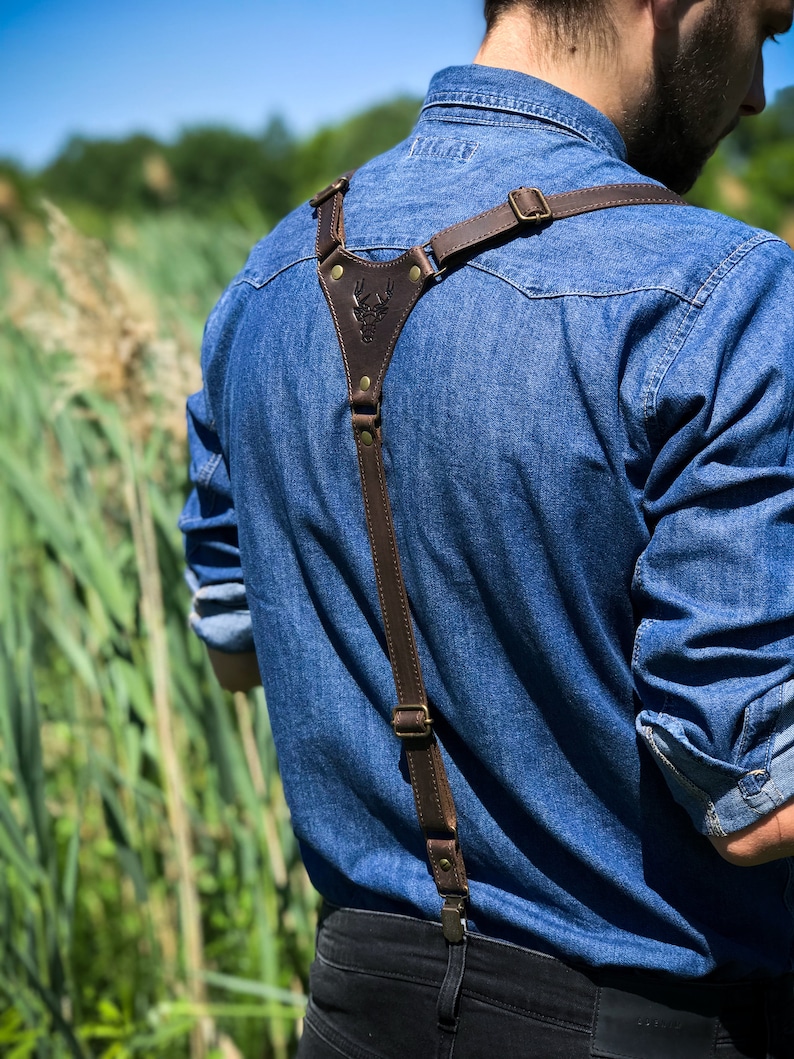 Personalized leather suspenders leather suspenders with | Etsy