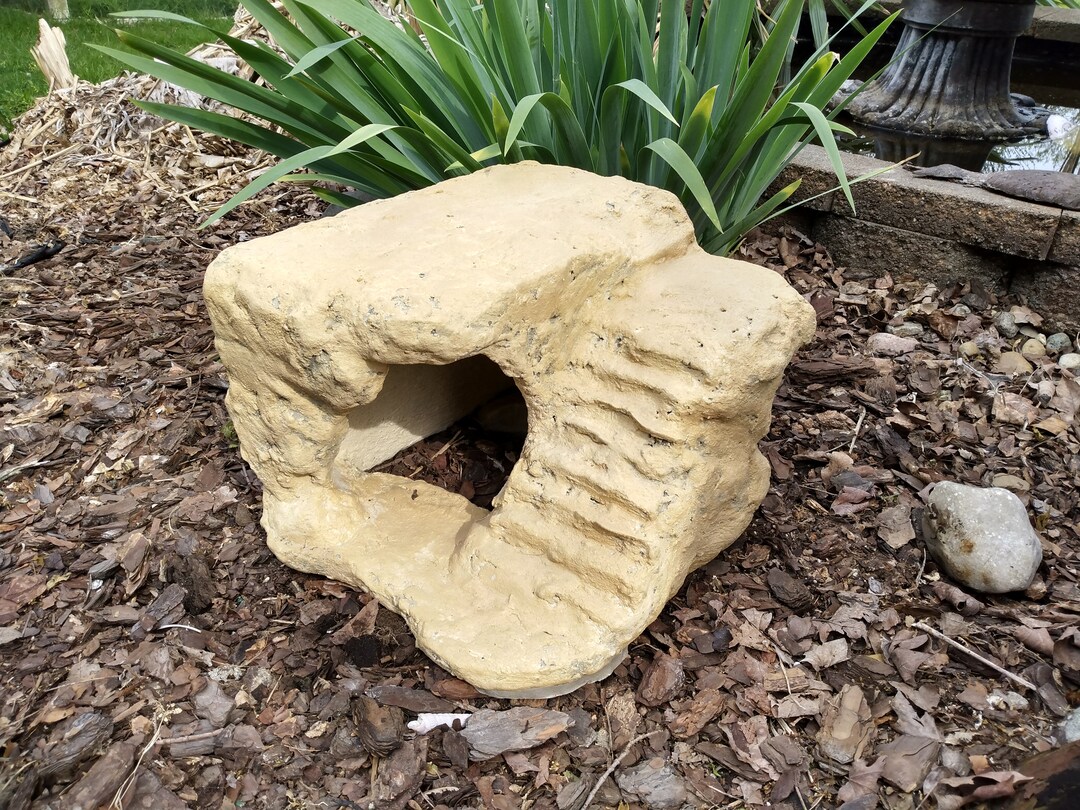 Desert Tan Bearded Dragon Basking Platform With Cave, Realistic Natural ...