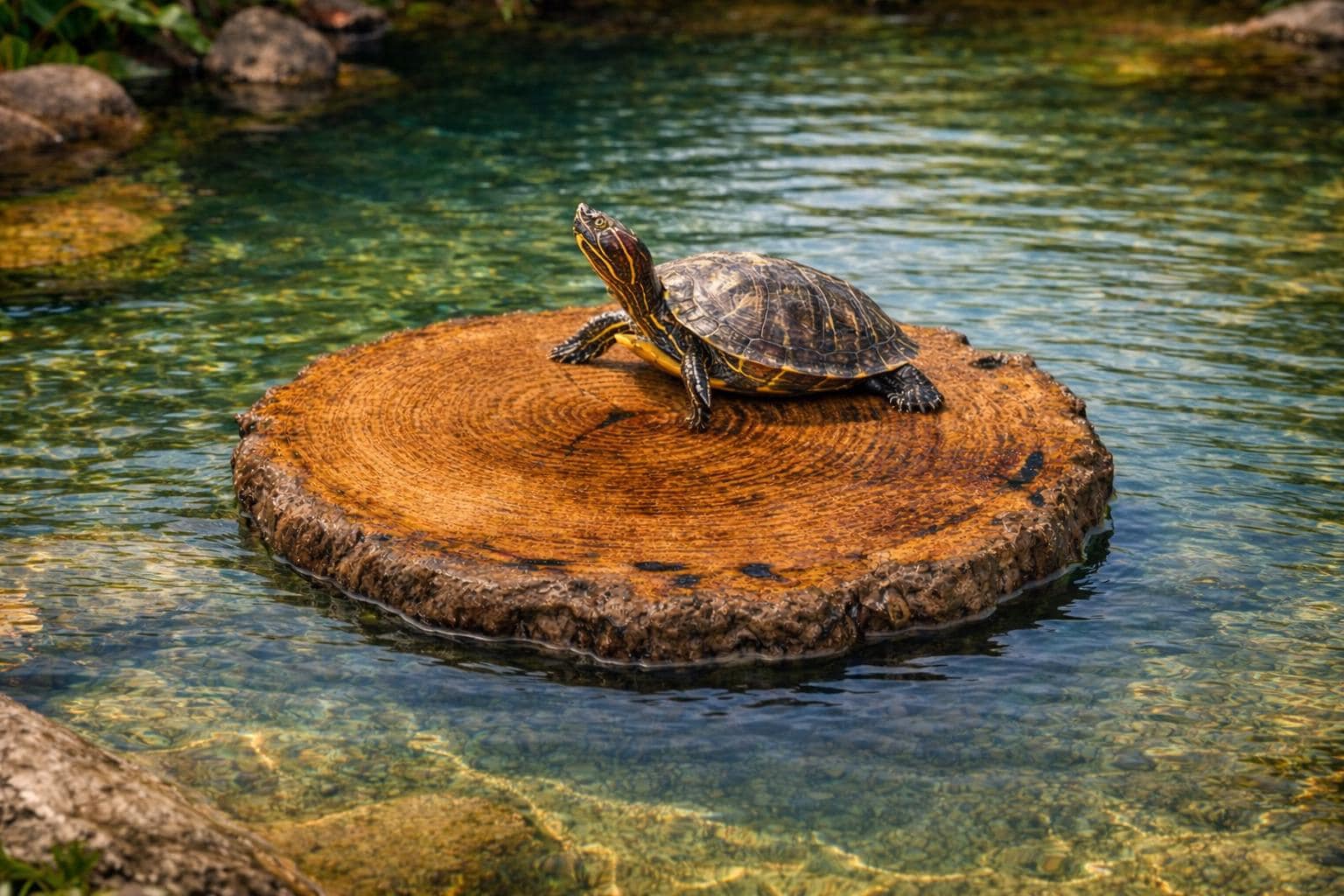 Extra Large Turtle Basking Platform, Stone-coated Floating Pond Raft - Etsy