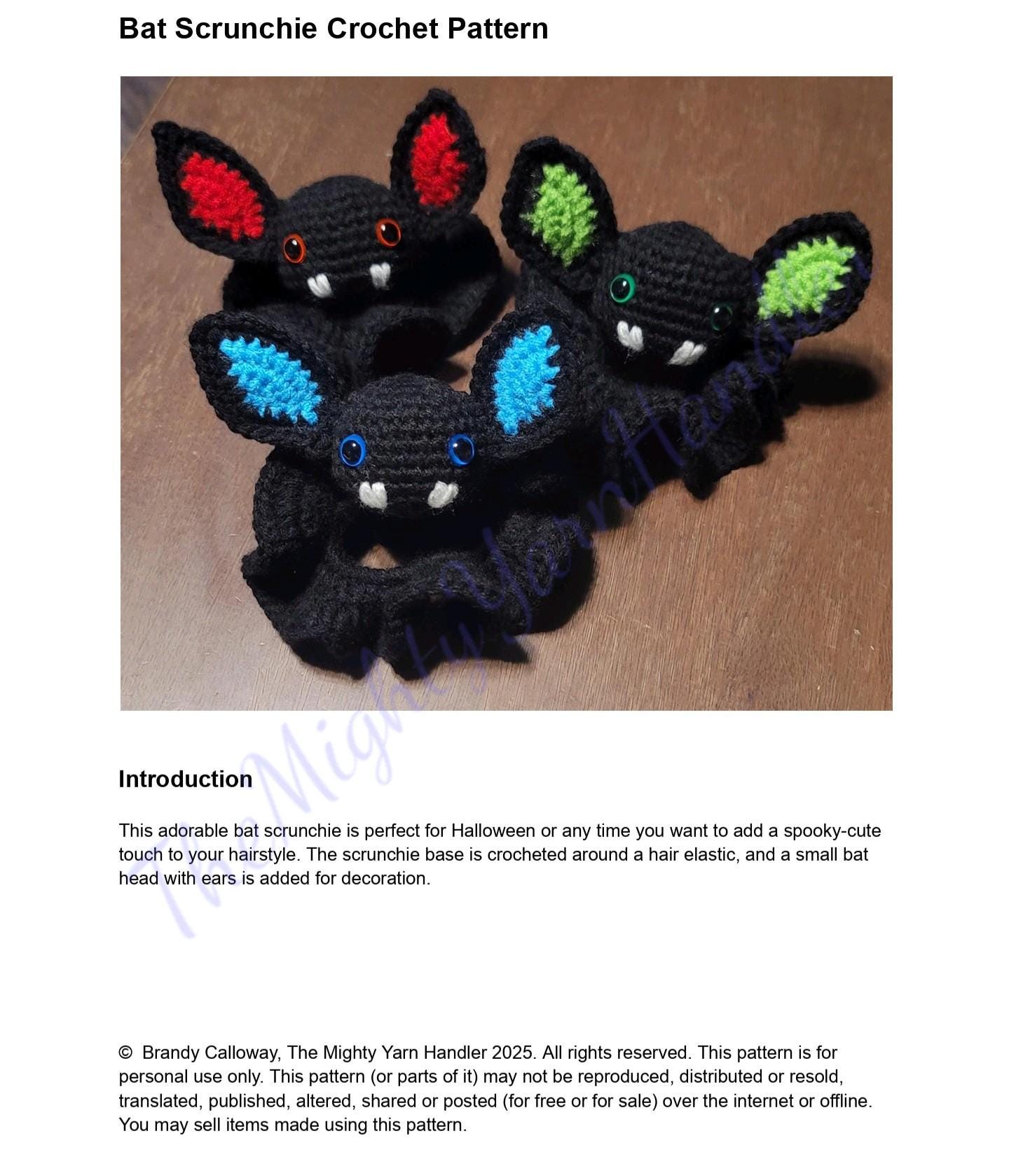 Bat Hair Scrunchie Crochet Pattern - Updated - Etsy