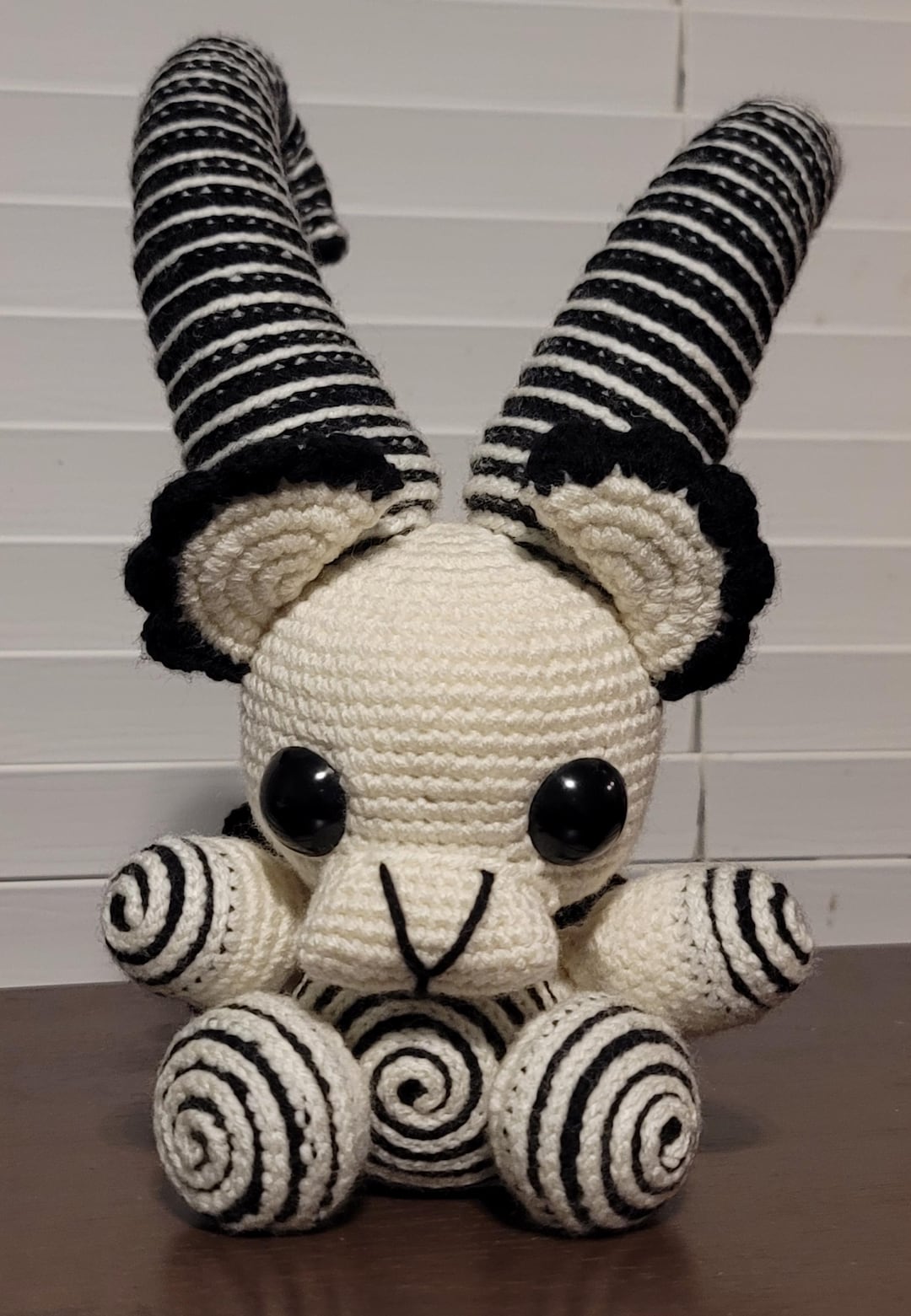 Crochet Ivory and Black Hypnotic Goat Doll - Etsy