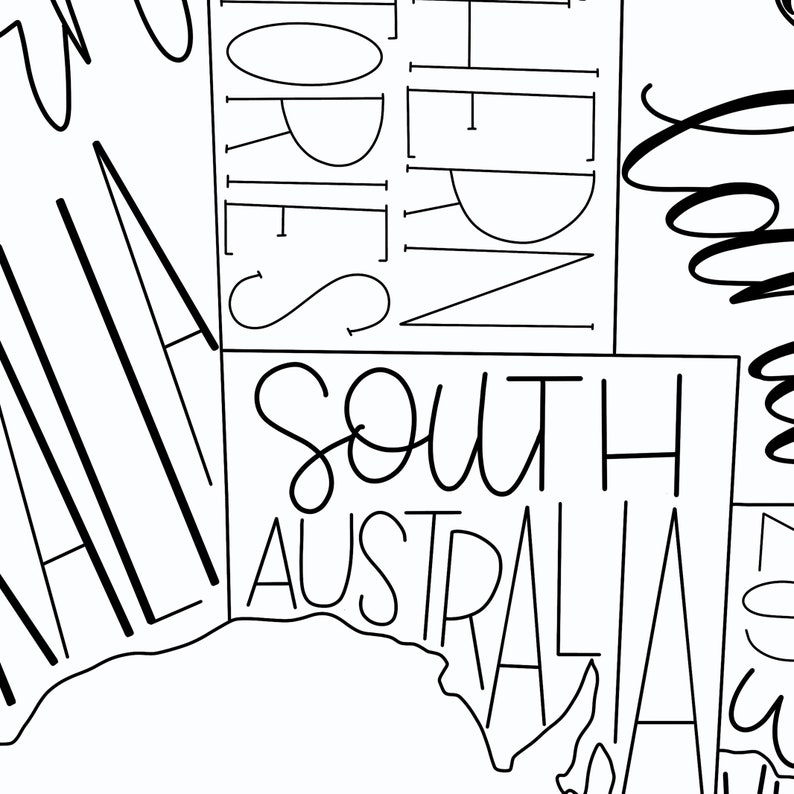 Digital Download Australia Map Printable Hand Lettered - Etsy