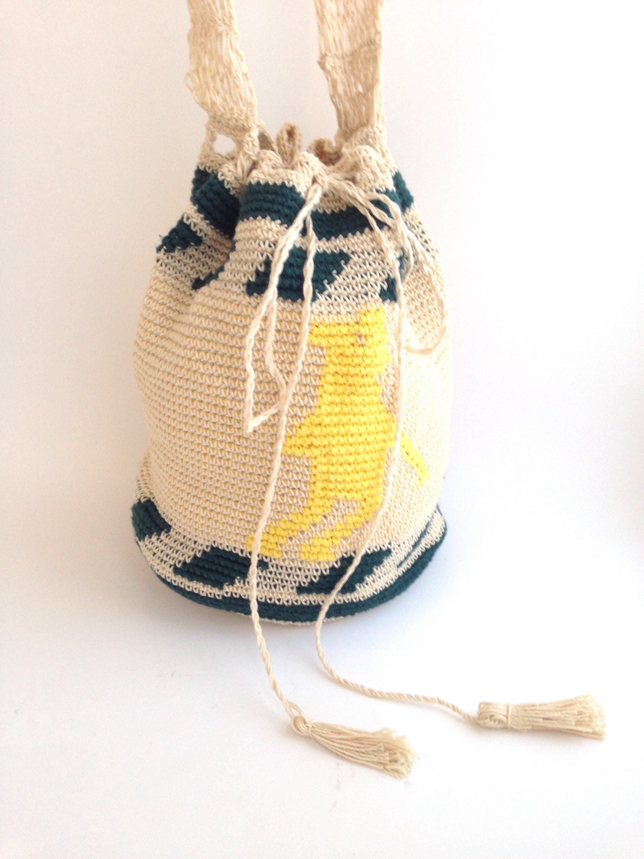 Vintage Peruvian Crochet Bag Cinch Top, Crossbody, Hobo Style - Etsy