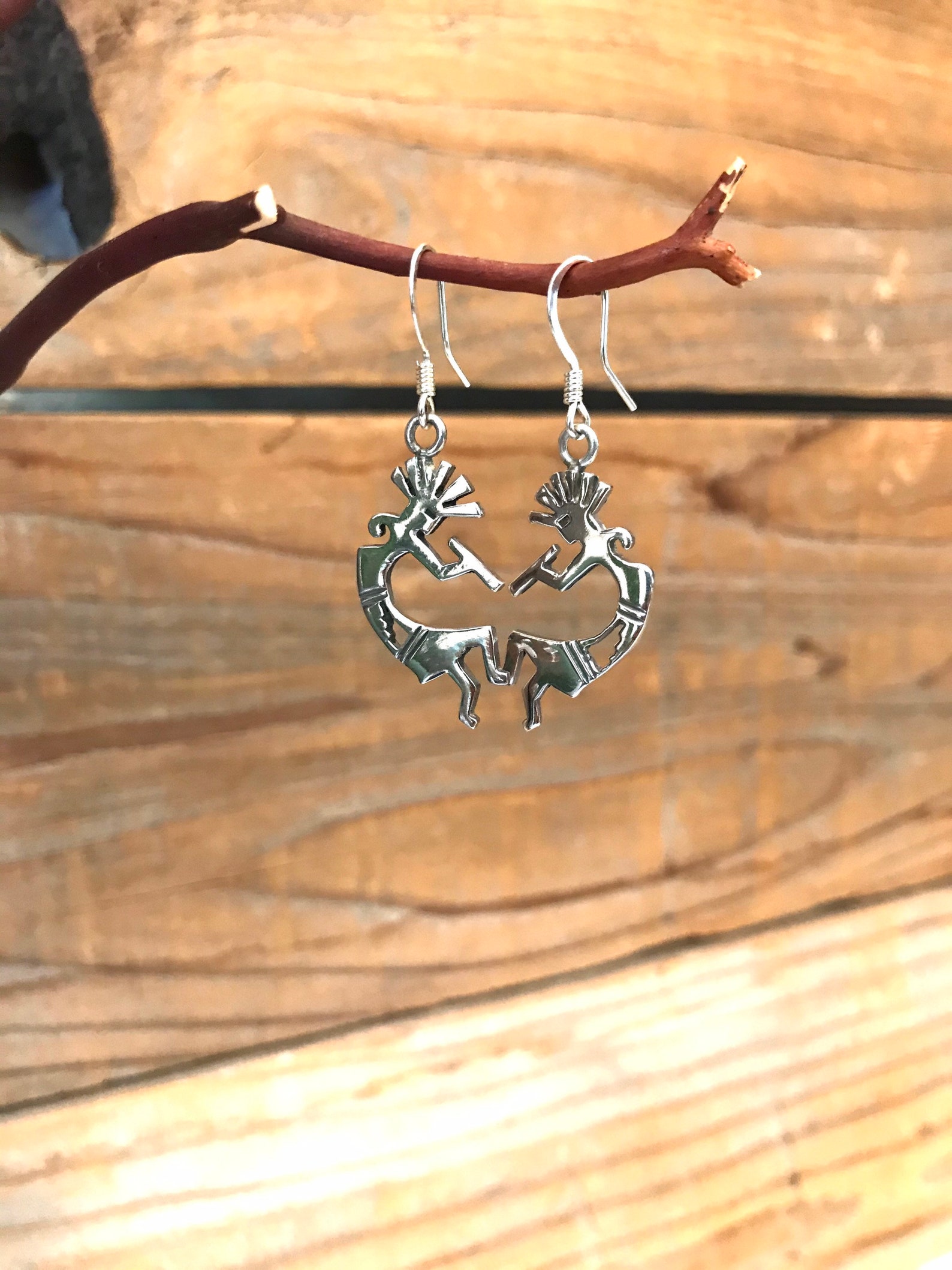Kokopelli Earrings - Sterling Silver Native American Fertility Deity ...
