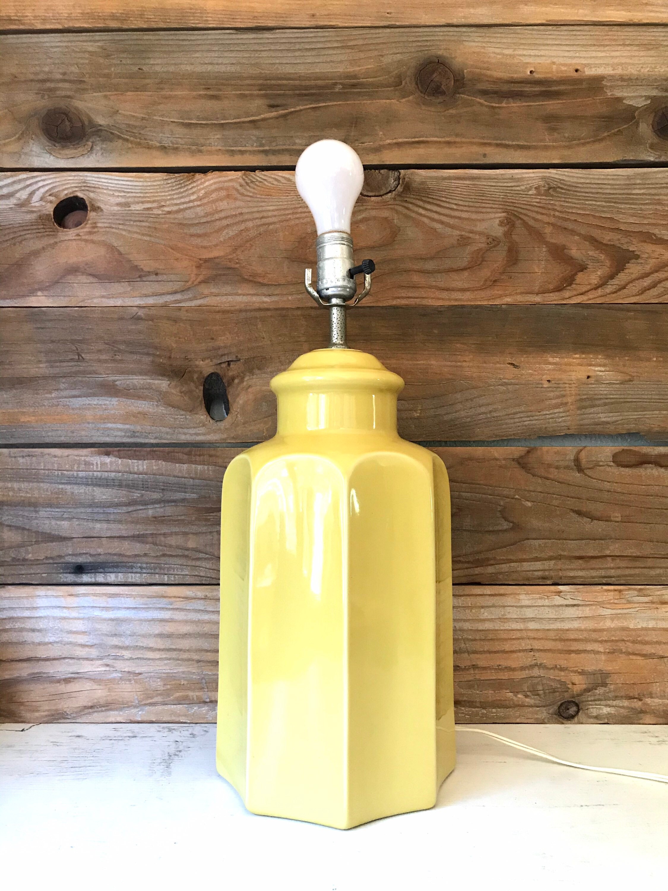 Mid Century Ceramic Octagon Table Lamp Gorgeous and Rare Mustard Yellow ...