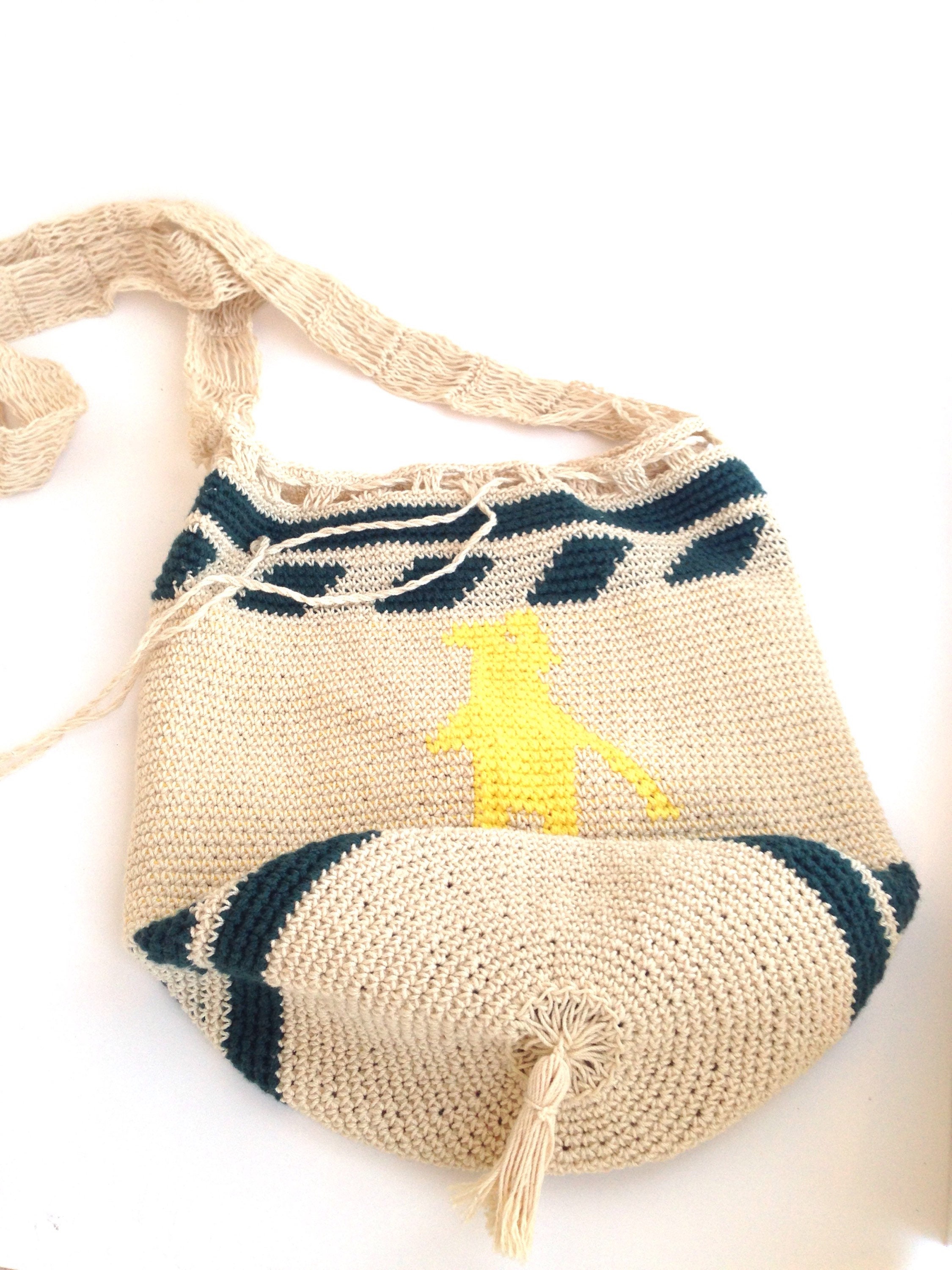 Vintage Peruvian Crochet Bag Cinch Top, Crossbody, Hobo Style - Etsy