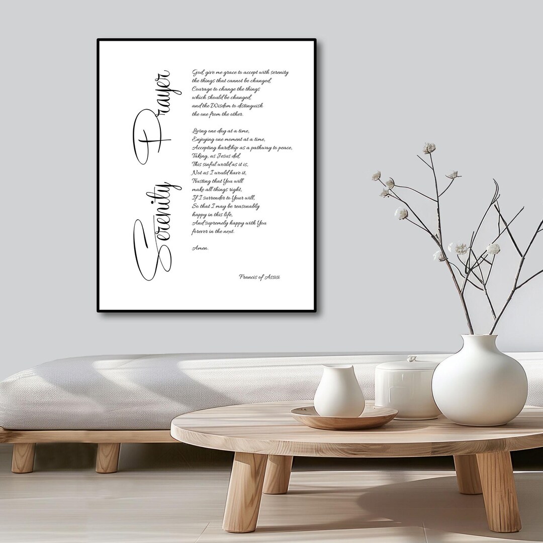 Serenity Prayer Poem Printable Wall Art Modern Minimalist Decor Digital ...