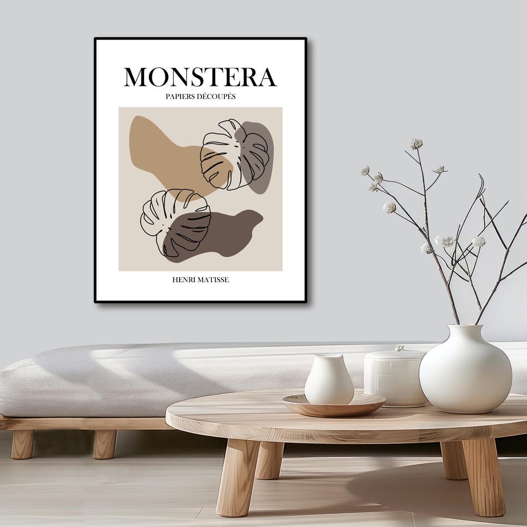 Matisse Inspired Monstera Printable Botanical Wall Art Neutral Colors ...