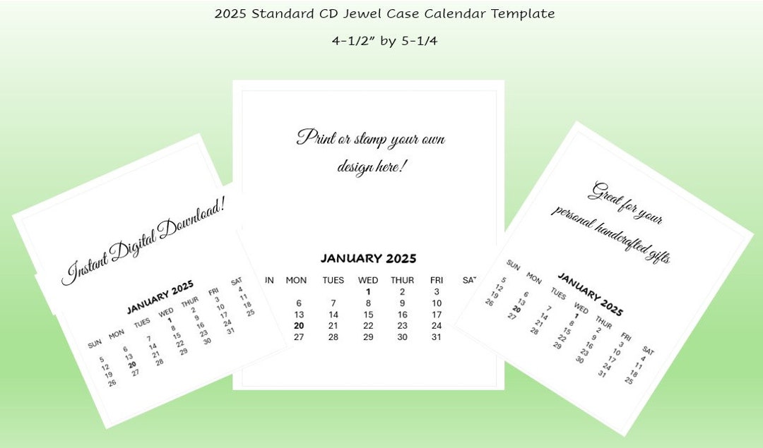 CD Jewel Case Calendar Template Standard Size - Etsy