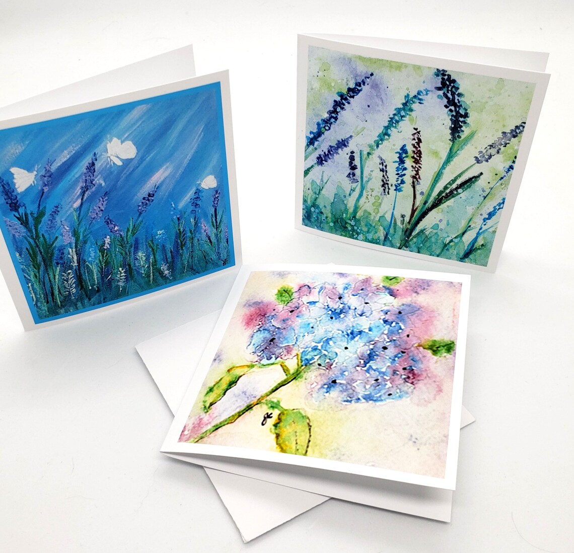 Floral art gift cards set of 3 from original watercolor and | Etsy