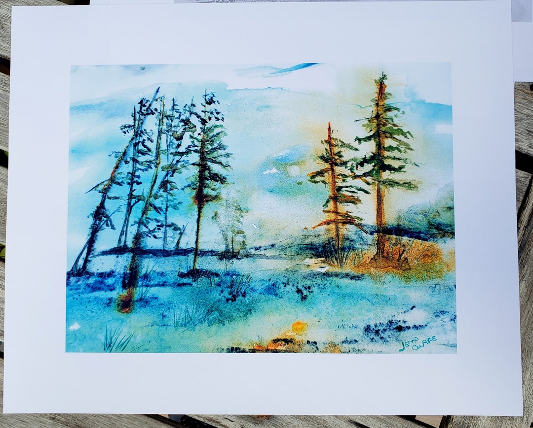 A Forest of Pines, PRINT of Original Watercolour,whispering Pines, Semi Abstract Painting,forest ...