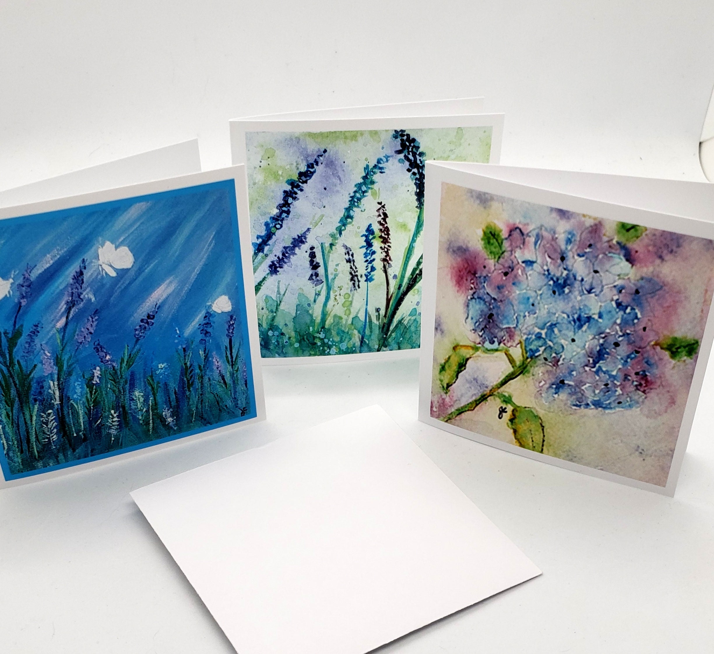Floral art gift cards set of 3 from original watercolor and | Etsy