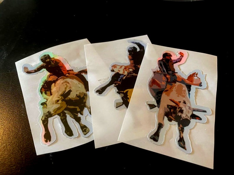 3 pack Bull Riding Stickers Art & Collectibles Digital Prints etna.com.pe