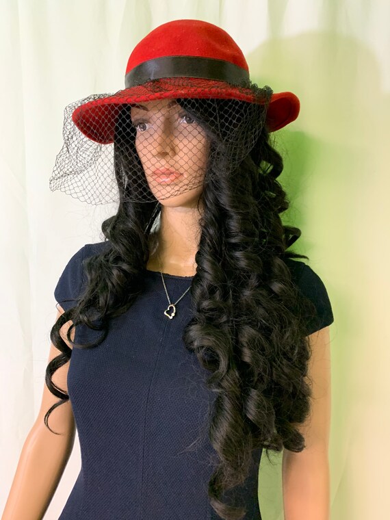 vintage ruffle cartwheel hat - Gem