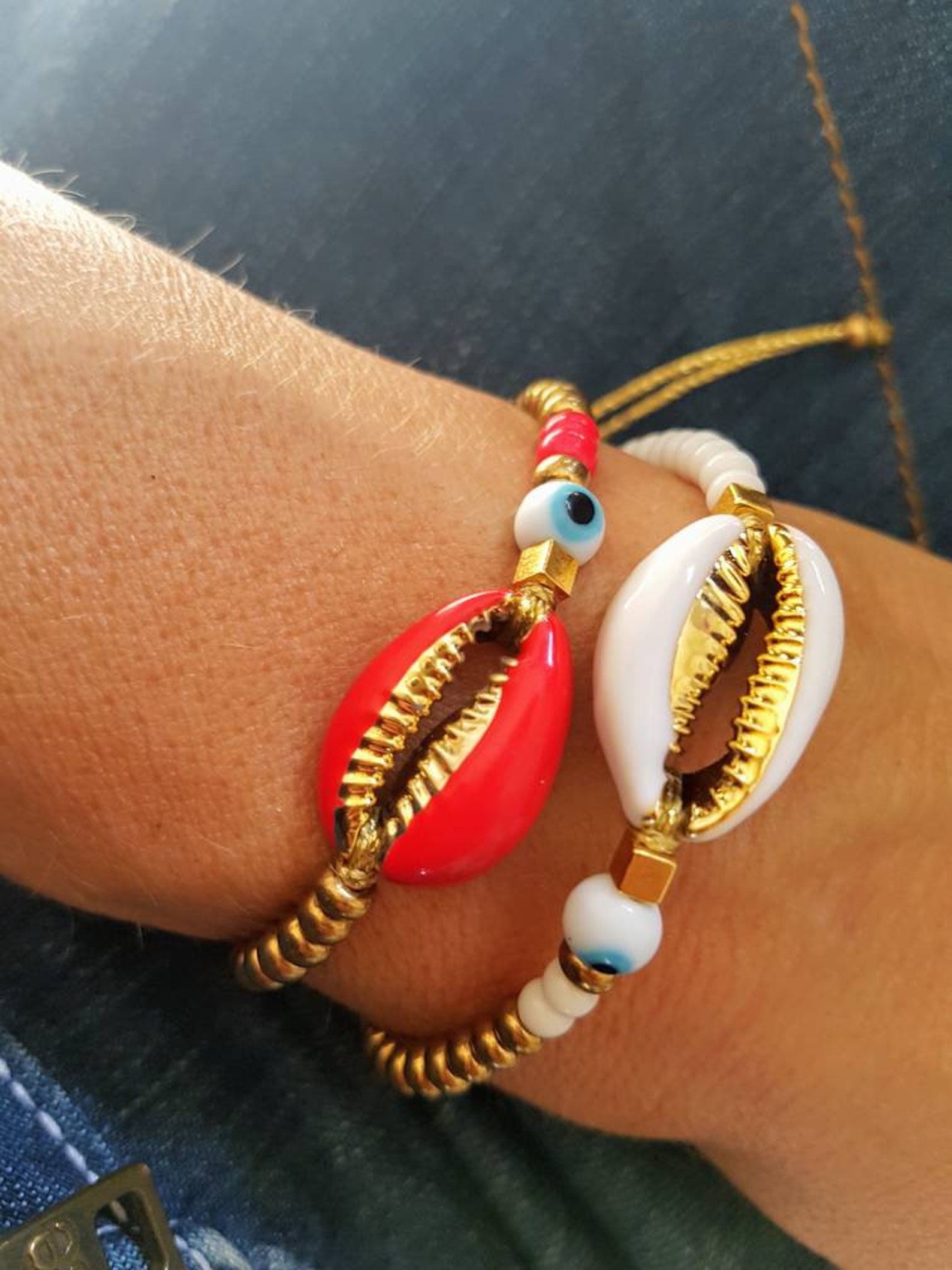 Cowrie Shell Bracelet Bohemian Evil Eye Bracelet Summer - Etsy