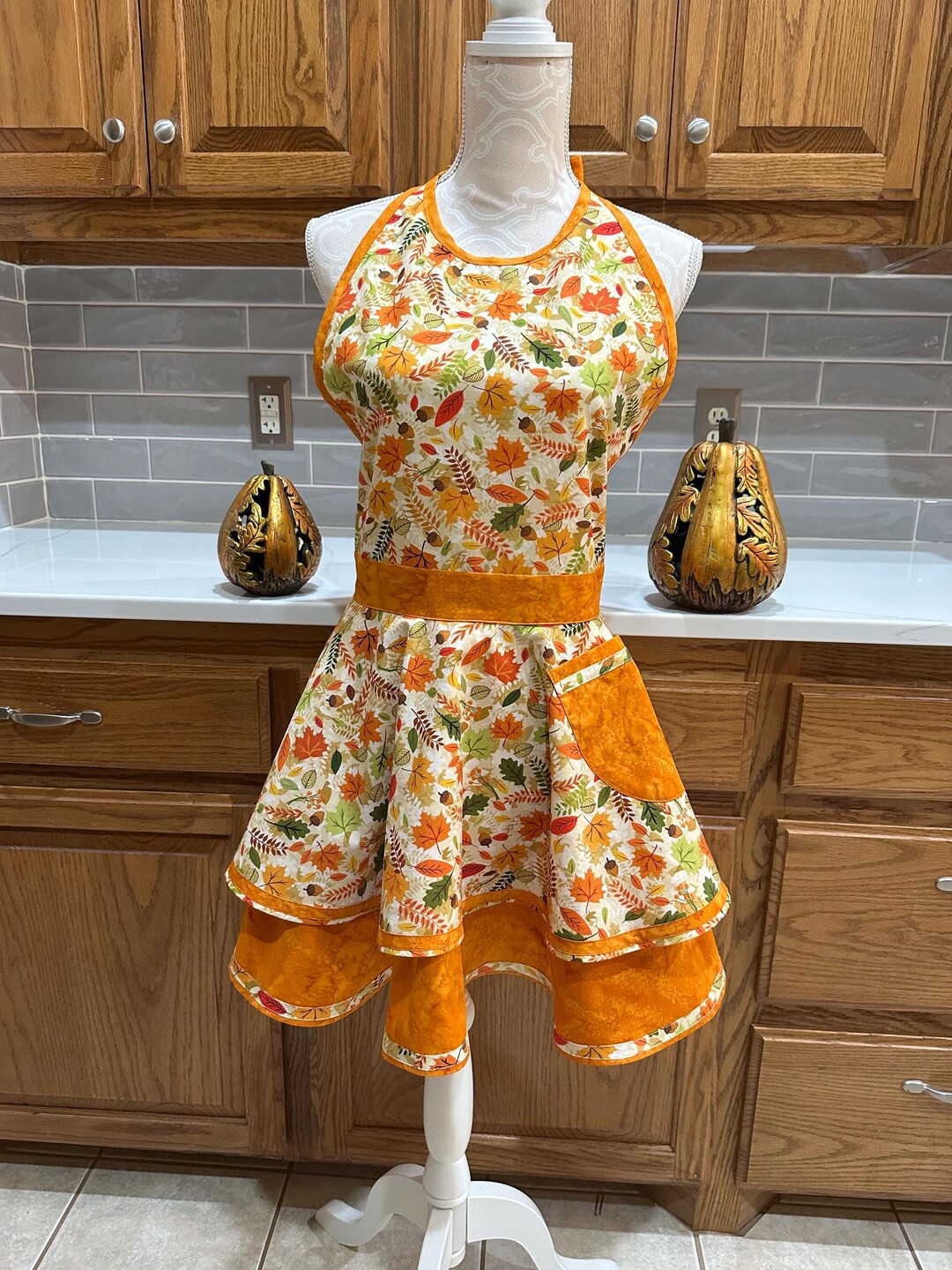 Women’s Handmade Full Apron Fall and Thanksgiving Hostess Apron Autumn ...