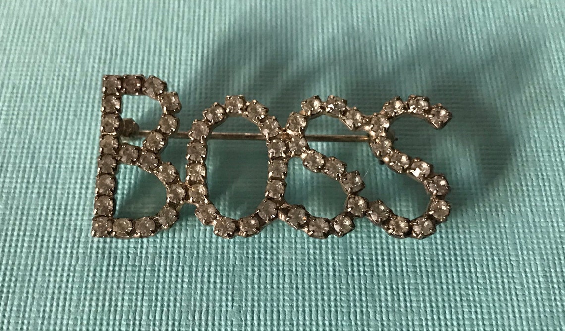 Vintage rhinestone boss brooch boss pin manager pin | Etsy