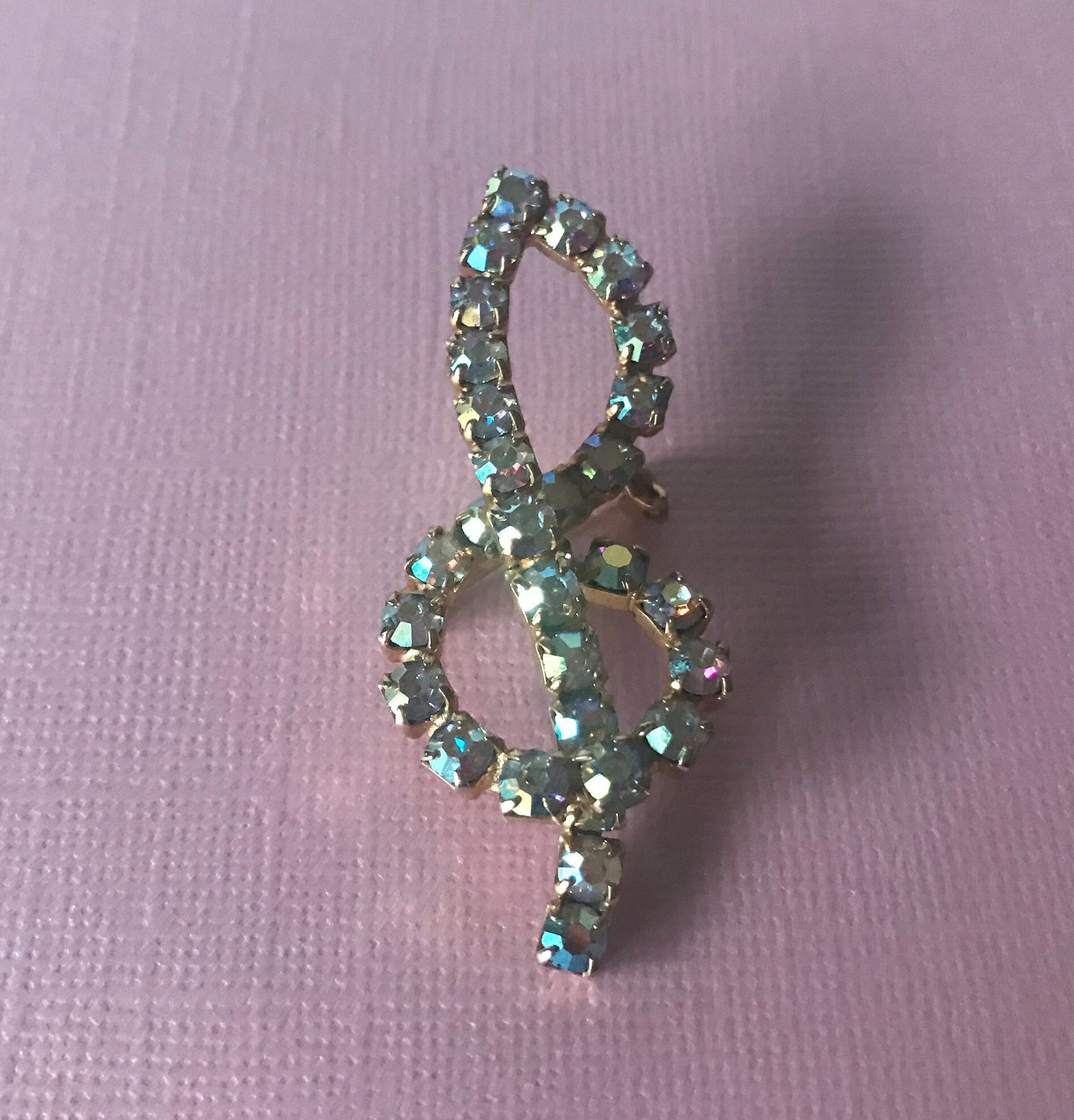 Vintage Rhinestone Treble Clef Brooch Rhinestone Ampersand | Etsy