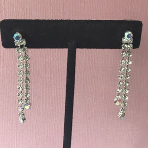 Vintage new Long Rhinestone Earrings Wedding - Etsy