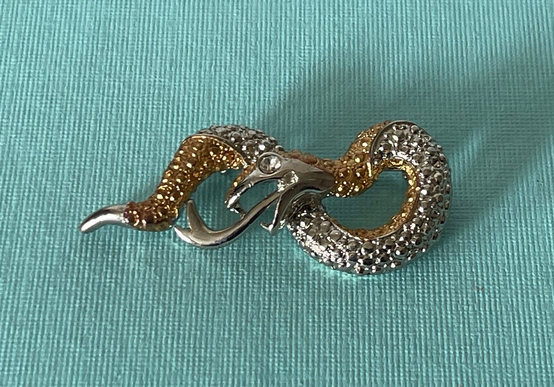 Gold and Silver Snake Pin, Gold Snake Pin, Silver Snake Pin, Viper ...
