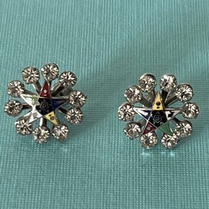 Vintage Order of the Eastern Star Earrings, Rhinestone Eastern Star ...